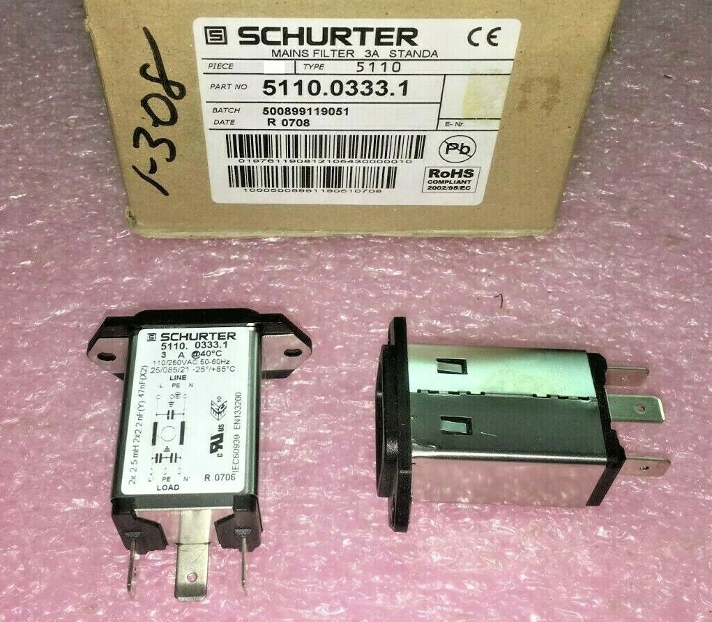 (2 PIECE LOT) 5110.0333.1, SCHURTER, PWR ENT RCPT IEC320-C14 PANEL QC ...