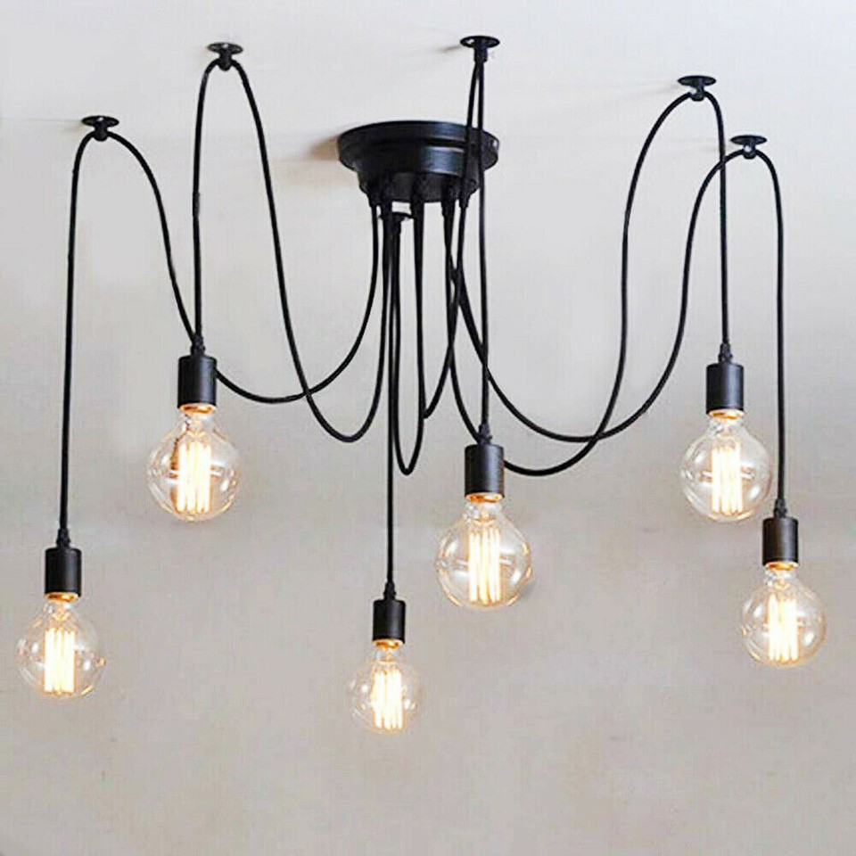 6 / 8 / 12 Way Ceiling Spider Light Fitting Industrial Chandelier Lamp ...