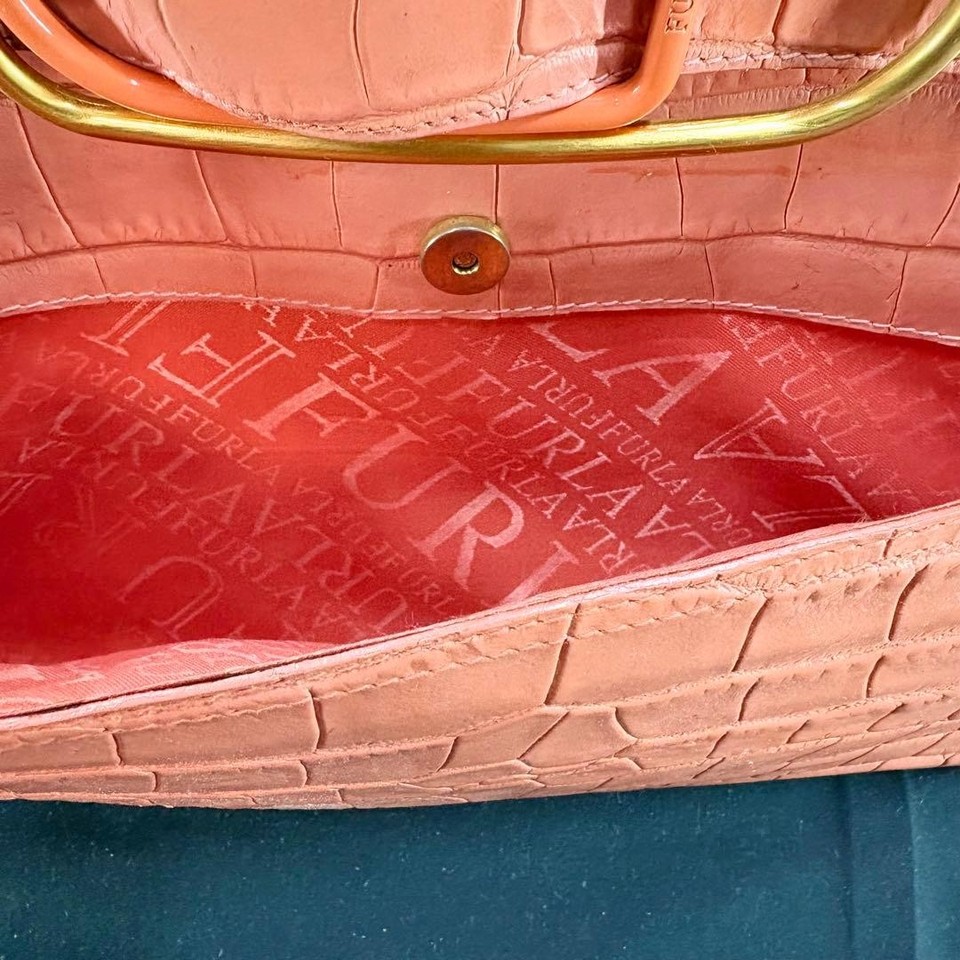 FURLA Tote Bag Orange Handbag Vintage Authentic Excellent Ready to Use ...