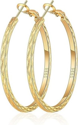 BMMYE Gold Hoop Earrings for Women Lightweight 14K Gold Plated Earrings ...