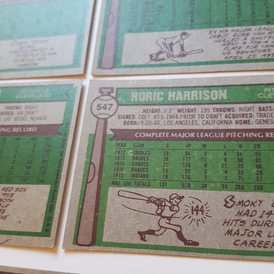1976 TOPPS Cleveland Indians Set, Rick Waits #433, Charlie Spikes #408 ...