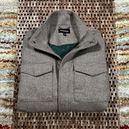 Bonobos Italian Wool Four Pocket Field Jacket Beige Full Zip Snap Men’s ...