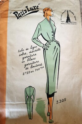5305 PATRON PARIS LUXE VINTAGE FRENCH PATTERN ROBE SOBRE ET DISCRETE T ...
