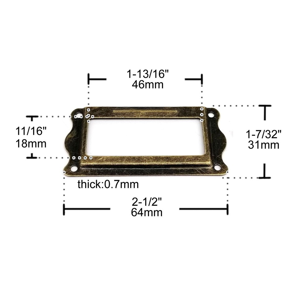 12pcs 31x64mm Cabinet Drawer Tag Label Pull Frame Handle File Name Card ...