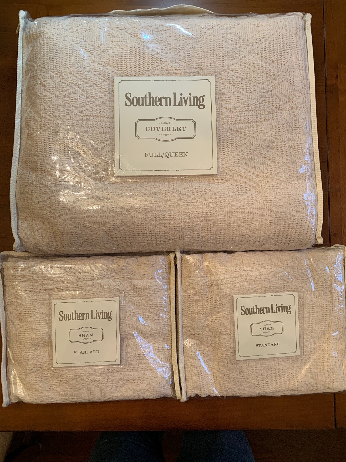 Southern Living Set of Queen Coverlet Bedspread & Shams Merrill Beige ...