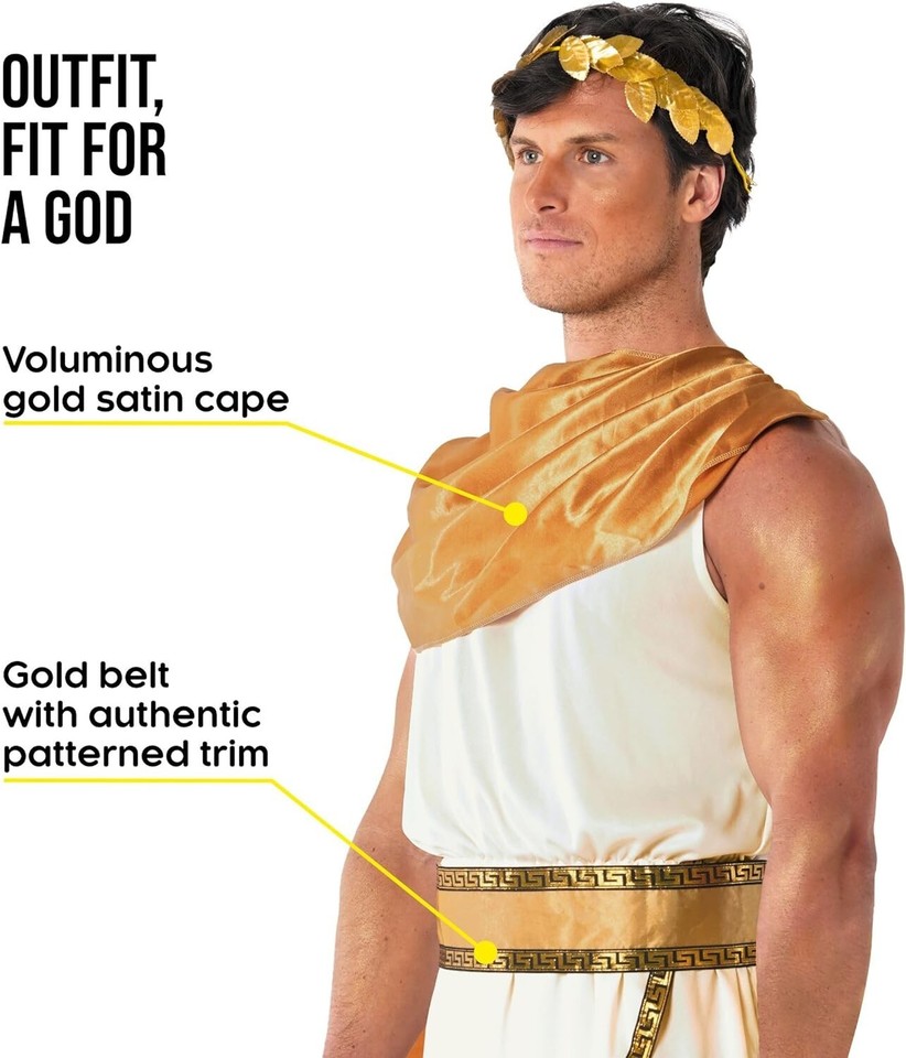 Men`s Greek God Costume Zeus Adult Roman Julius Caesar Toga M - 3XL ...