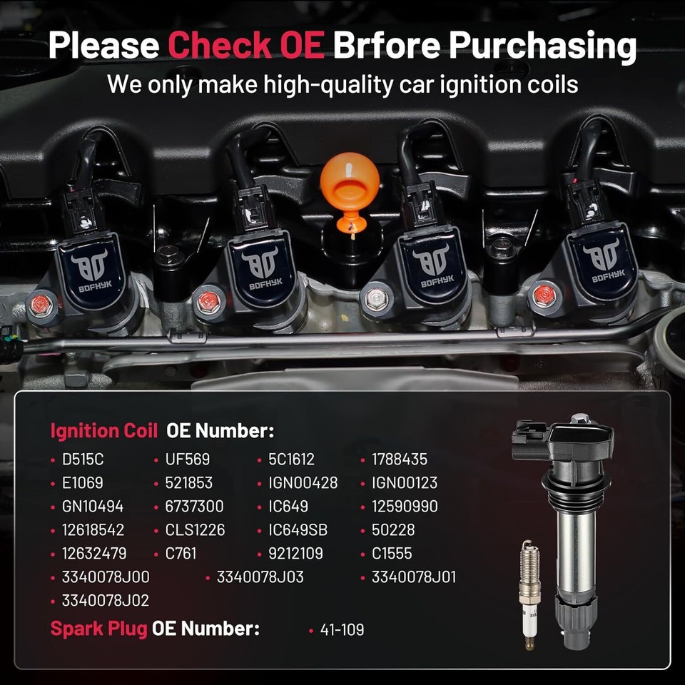 6 Ignition Coil Pack UF569 and Spark Plug For 2010-2015 Chevrolet ...