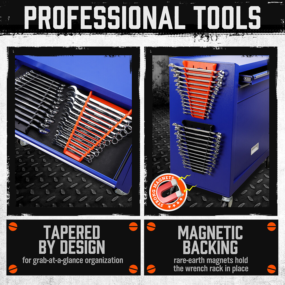 2-PACK Magnetic Spanner Rack 24 Slots Tool Storage Wrench Holder ...