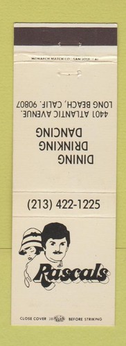 Matchbook Cover - Rascals Restaurant Long Beach CA | eBay