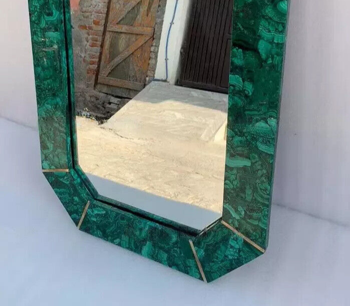Random Malachite Stone Mirror Frame Wall Hanging Bathroom Mirror Decors ...