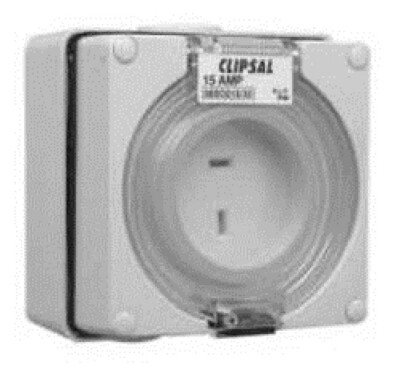 Clipsal 56-SERIES INDUSTRIAL SURFACE SOCKET 32V 15A 2-Pin Polarised ...