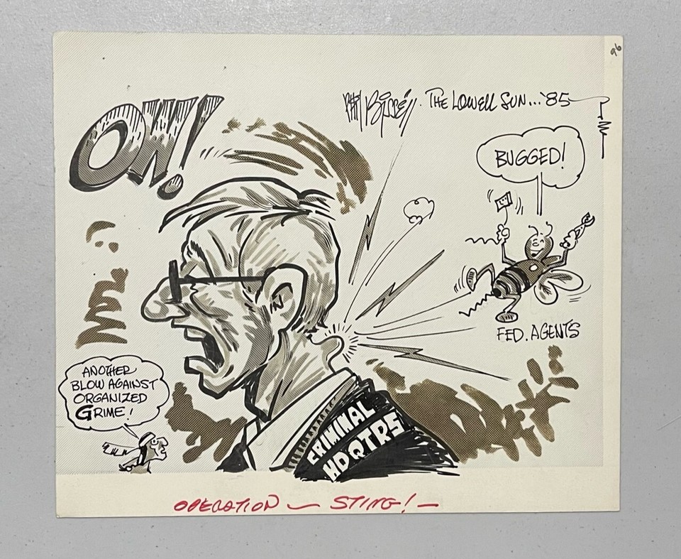 12 PHIL BISSELL Orig. Drawings MA Pol Cartoons B. JOSEPH TULLY Scott ...