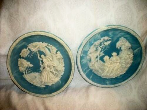 INCOLAY STONE PLATES BLUE WHITE SHAKESPEARE SONATAS BRADFORD EXCHANGE ...