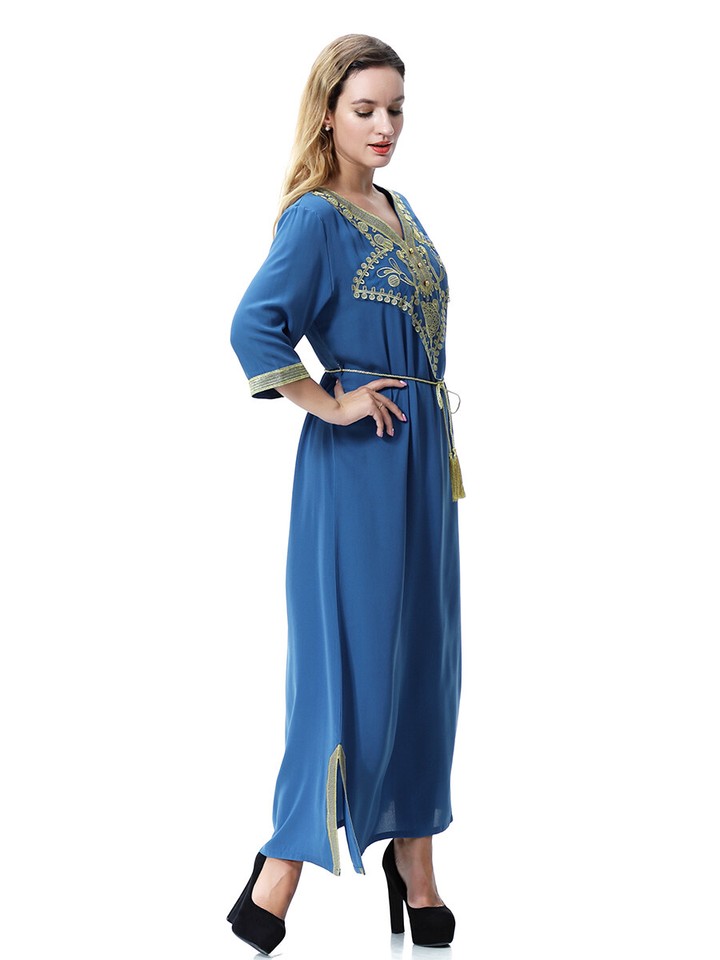 Dubai Abaya Muslim Women Maxi Dress Kaftan Robe Arab Turkey Loose ...