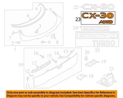 MAZDA OEM 20-25 CX-30 Lift Gate Exterior Trim-Nameplate DFS851720 | eBay