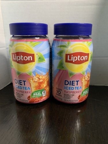 2 Lipton Iced Tea Mix Black Tea, Diet Raspberry Caffeinated Makes 10 ...