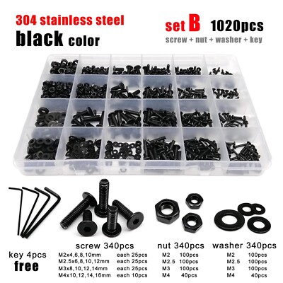 M2-M5 Black Stainless Steel Hex Socket Ultra Thin Flat Wafer Head Screw ...