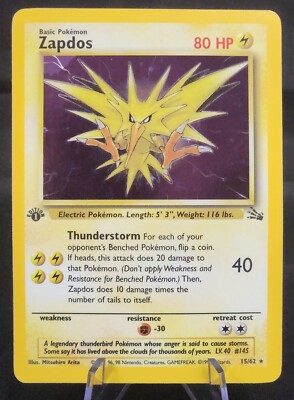 Pokemon 1st Edition Zapdos Holo Rare - 15/62 Fossil | eBay