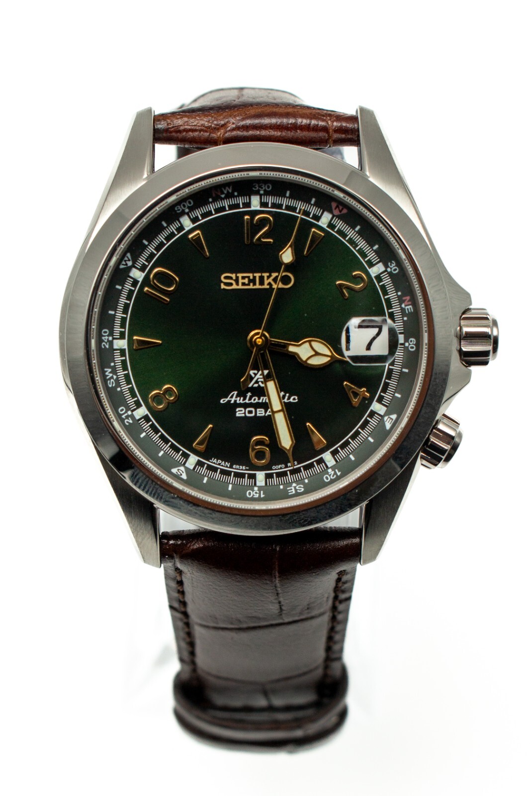 Seiko Prospex Alpinist Green Dial Brown Leather Strap Men's Watch SPB121J1