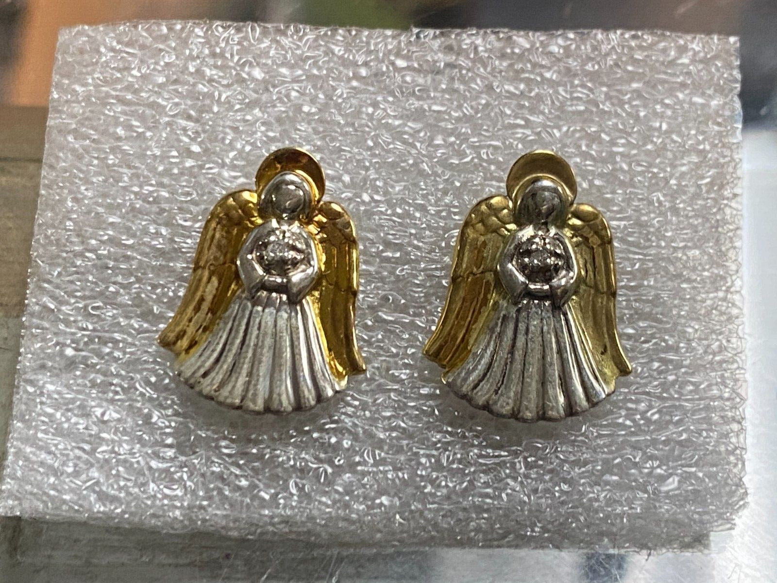 GORHAM STERLING SILVER & DIAMOND GUARDIAN ANGEL EARRI… - Gem