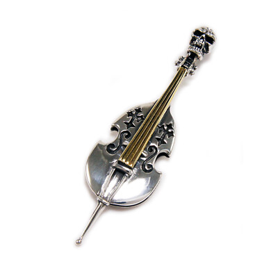 SKULL CELLO 925 STERLING SILVER BRASS ROCKABILLY BIKER GOTHIC PENDANT ...