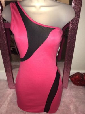 Windsor Valentines Hot Pink Colorblock One Shoulder Dress XS | eBay