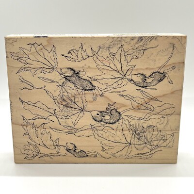 House Mouse Fall Commuter Stampa Rosa Rubber Stamp Wood Mounted Autumn ...