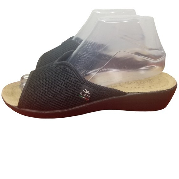 Fly Flot black mesh comfort slides sandals women mad … - Gem