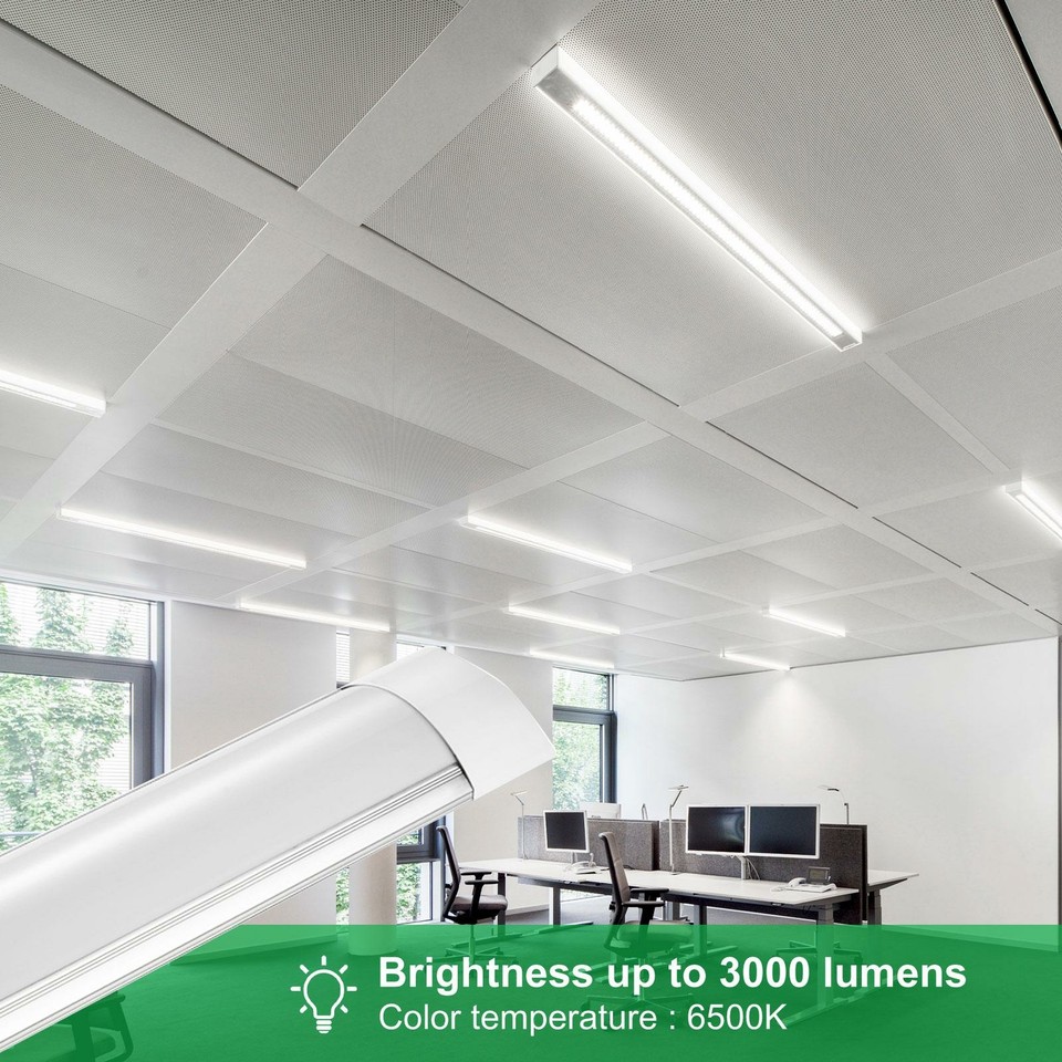 2x 3FT LED Strip Lights Batten Light Office Shop Garage Ceiling Lamp ...