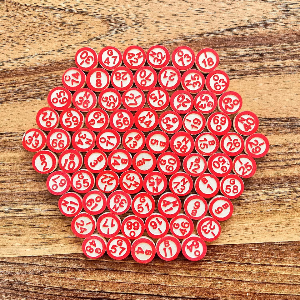 Vintage Wooden Bingo Game Set-120 Bingo Number Cards and 75 Chess | eBay UK