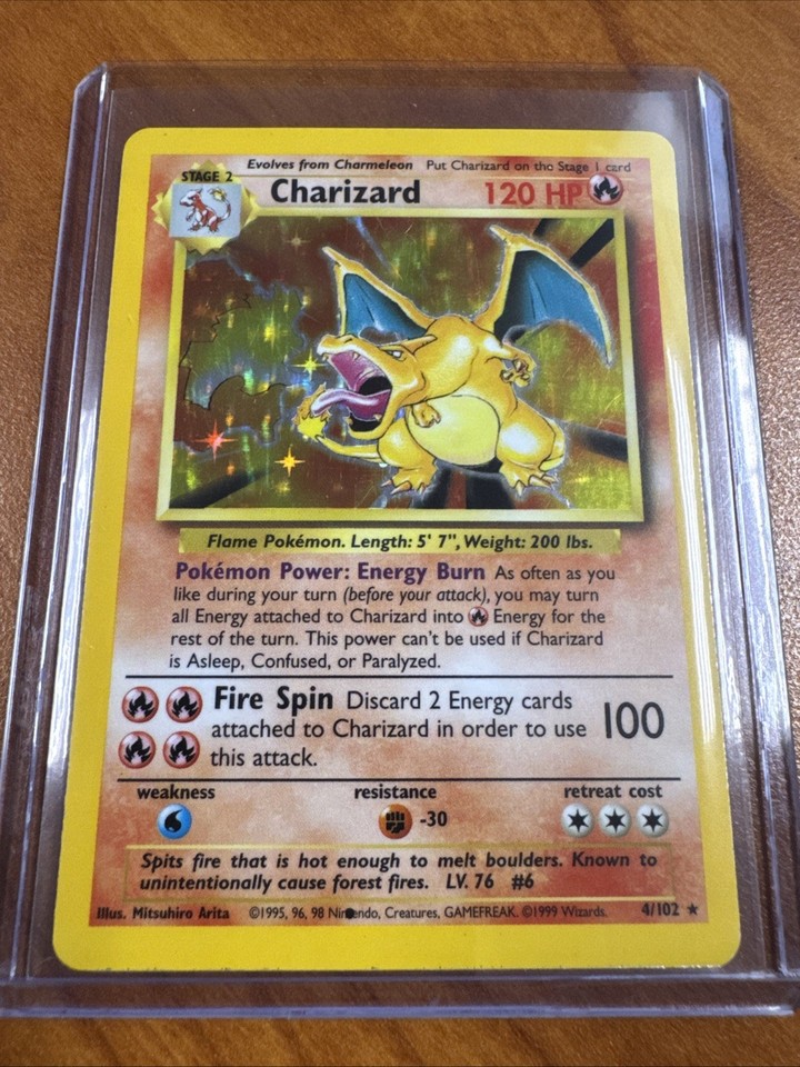 Charizard (BLACK DOT ERROR) 4/102 Base Set HOLO (1999) Pokémon (MINT ...