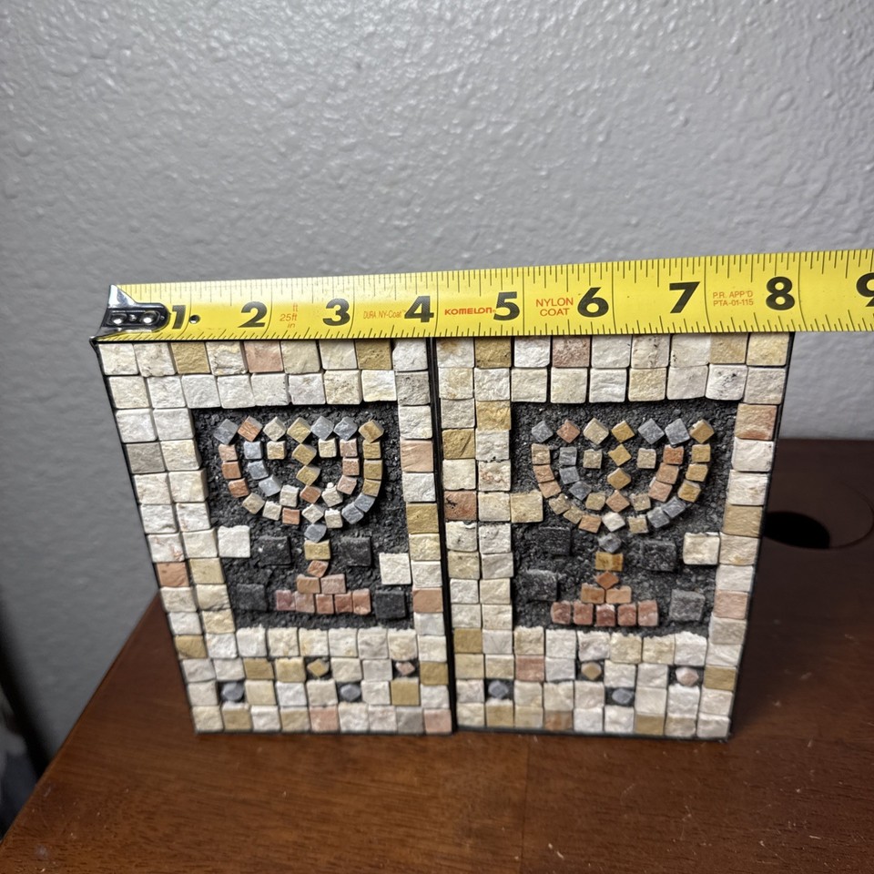 Eilon Mosaics Israel Menorah Bookends Set Handmade Israeli Jerusalem ...