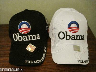 2008 BARACK OBAMA~44TH PRESIDENT COLLECTORS HAT~CAP~WHITE OR BLACK~NWT ...