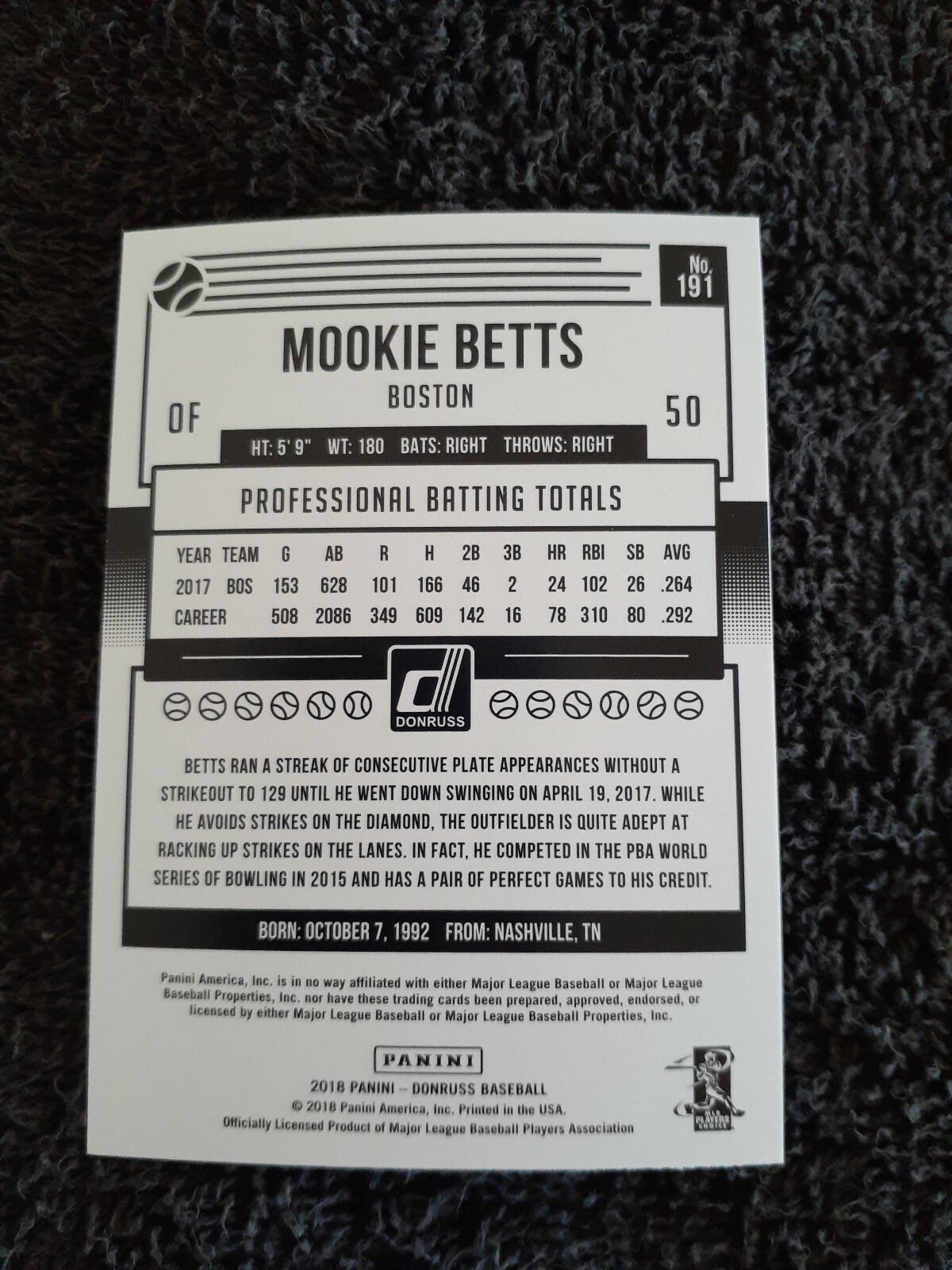2018 Donruss Mookie Betts Name Variation Markus Lynn Betts Short Print ...
