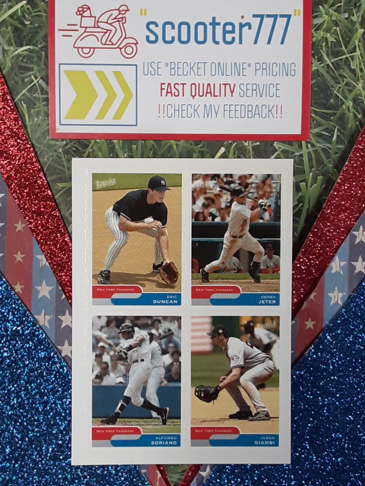 2004 BAZOOKA "4 on 1 Stickers"~#2 YANKEES~⭐DEREK JETER⭐SORIANO ⭐GIAMBI ...