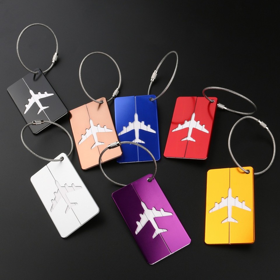8 Pcs Travel Aluminum Luggage Tag Airplane Pattern Baggage Handbag ID ...