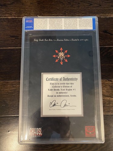 LADY DEATH LAST RITES #1 PREMIUM EDITION CGC 9.8 LE/3000 ARMANDO HUERTA ...