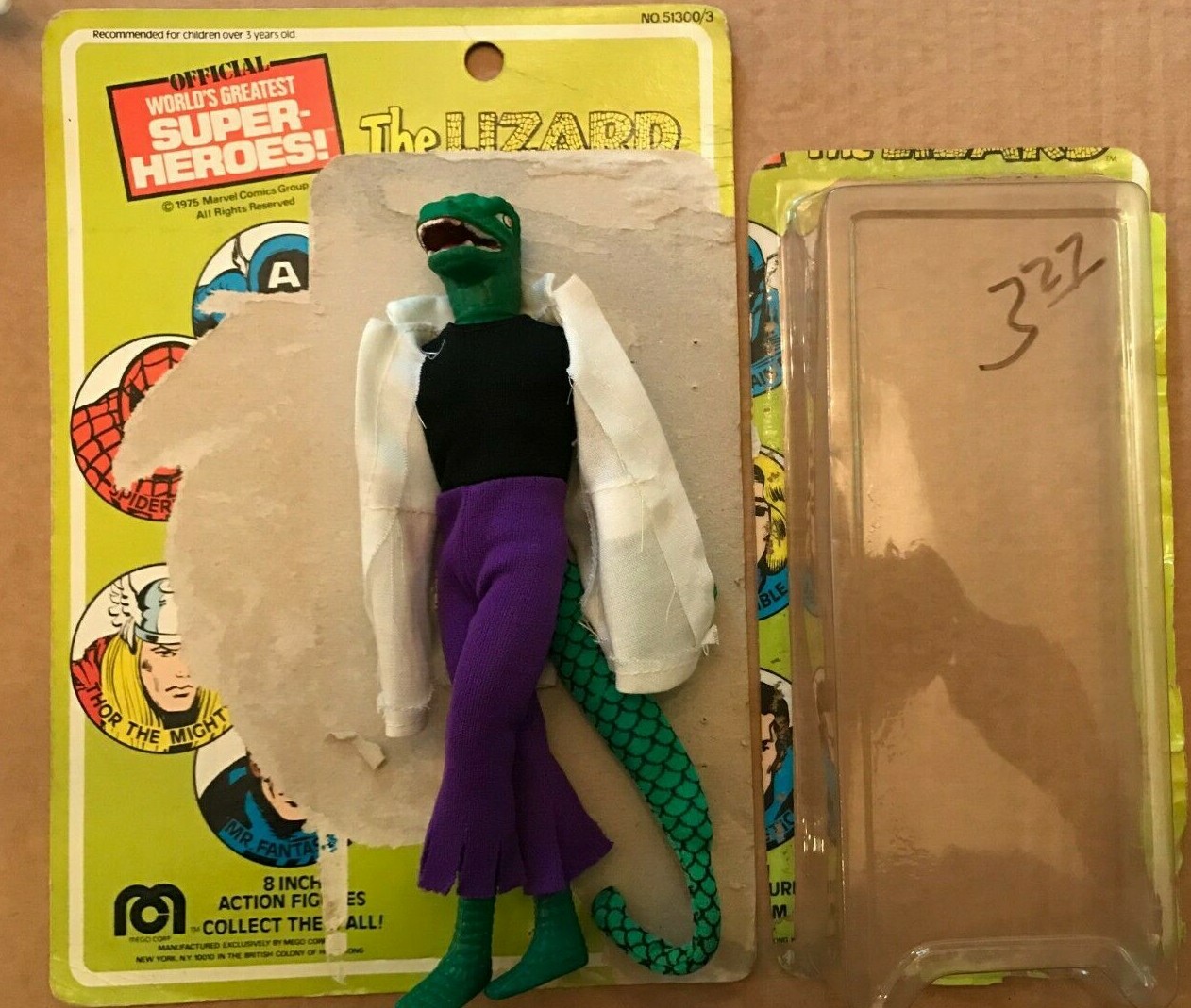Ultra Rare All Original 1975 Mego WGSH U.S Carded The Lizard Detached ...