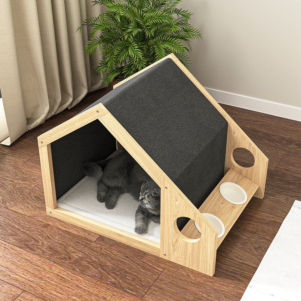 Indoor Cat Houses Pawhut 47Cm Cat Barrel Tree For Indoor Cats With 2