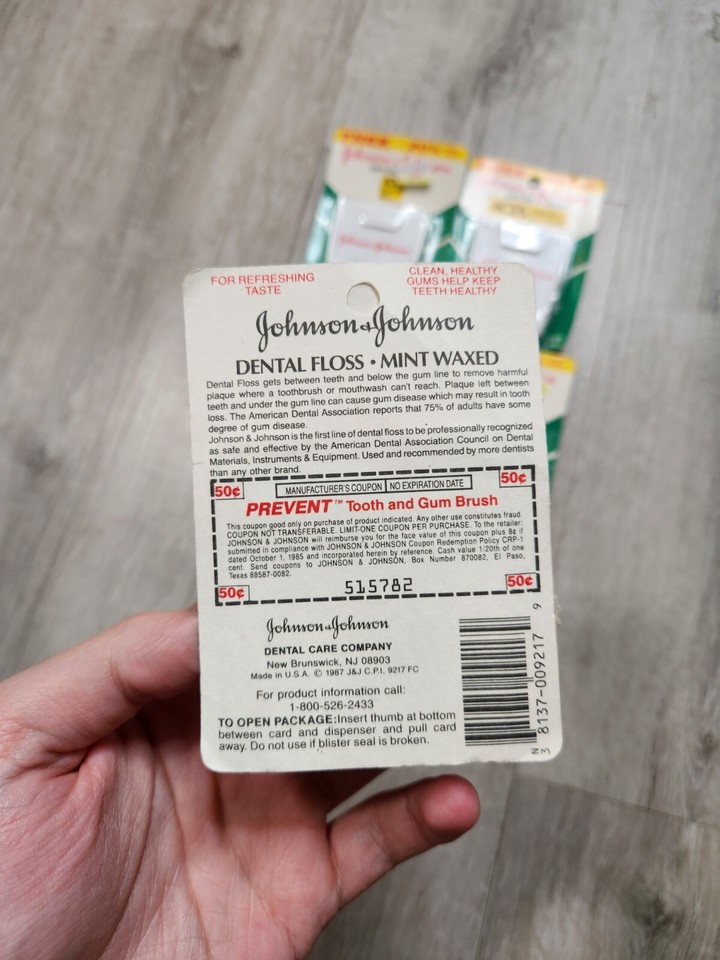 New Vintage Johnson & Johnson Mint Waxed Dental Floss 60 YD 5 Pack | eBay