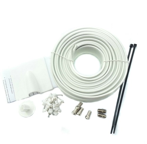 3m White Twin Shotgun Satellite Coax Cable TV extension kit For Sky HD ...