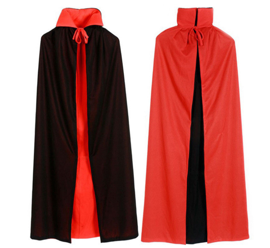 Adult Halloween Vampire Cape Costume Dracula Cloak Black Red Vampire ...