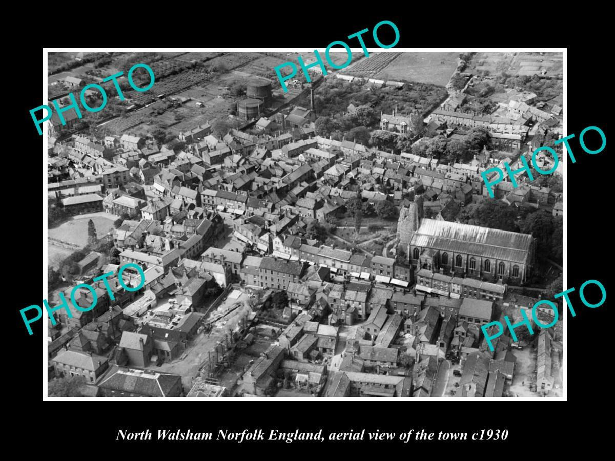 OLD 6 X 4 HISTORIC PHOTO OF NORTH WALSHAM ENGLAND AERIAL VIEW OF TOWN ...