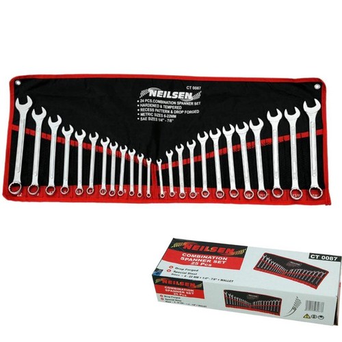 Neilsen 24pc Drop Forged Combination Spanner Wrench Set 6mm - 22mm 1/4 ...
