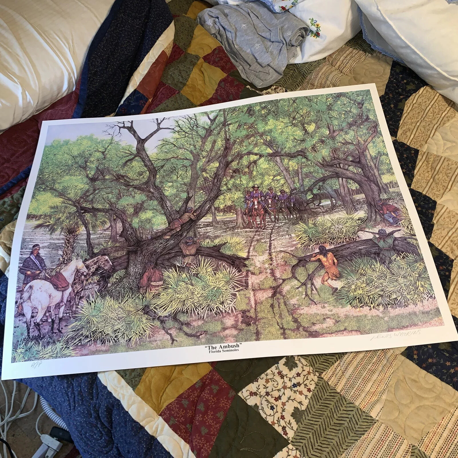 “the ambush” florida seminoles artist proof by Lewis Watkins signed ...