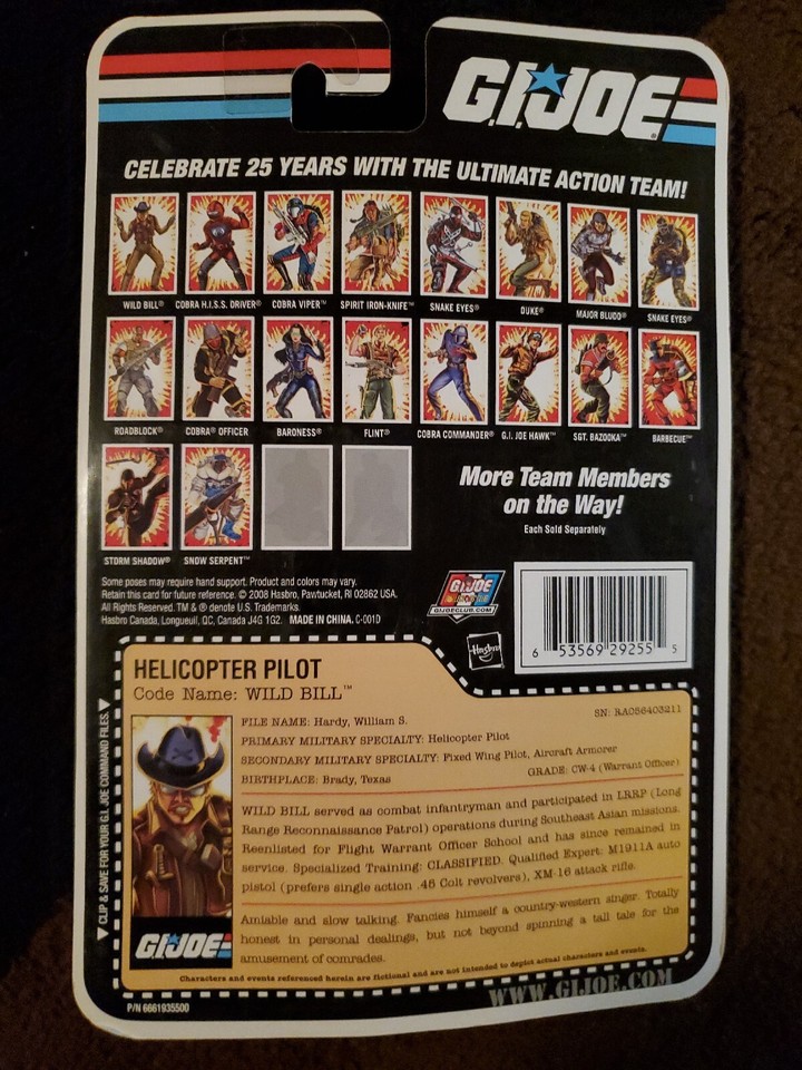 GI JOE - 25th Comic Series: HELICOPTER PILOT "WILD BILL" - New 2008 | eBay
