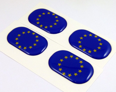 European Union EU midi domed decals flag 4 emblems 1.5"x1" Car bike ...