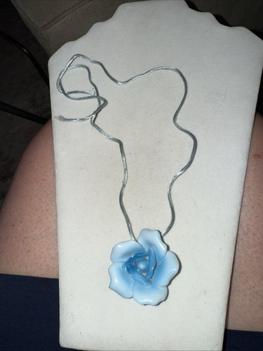 Antique Porcelain Blue Rose Pendant Necklace Made In Japan | eBay