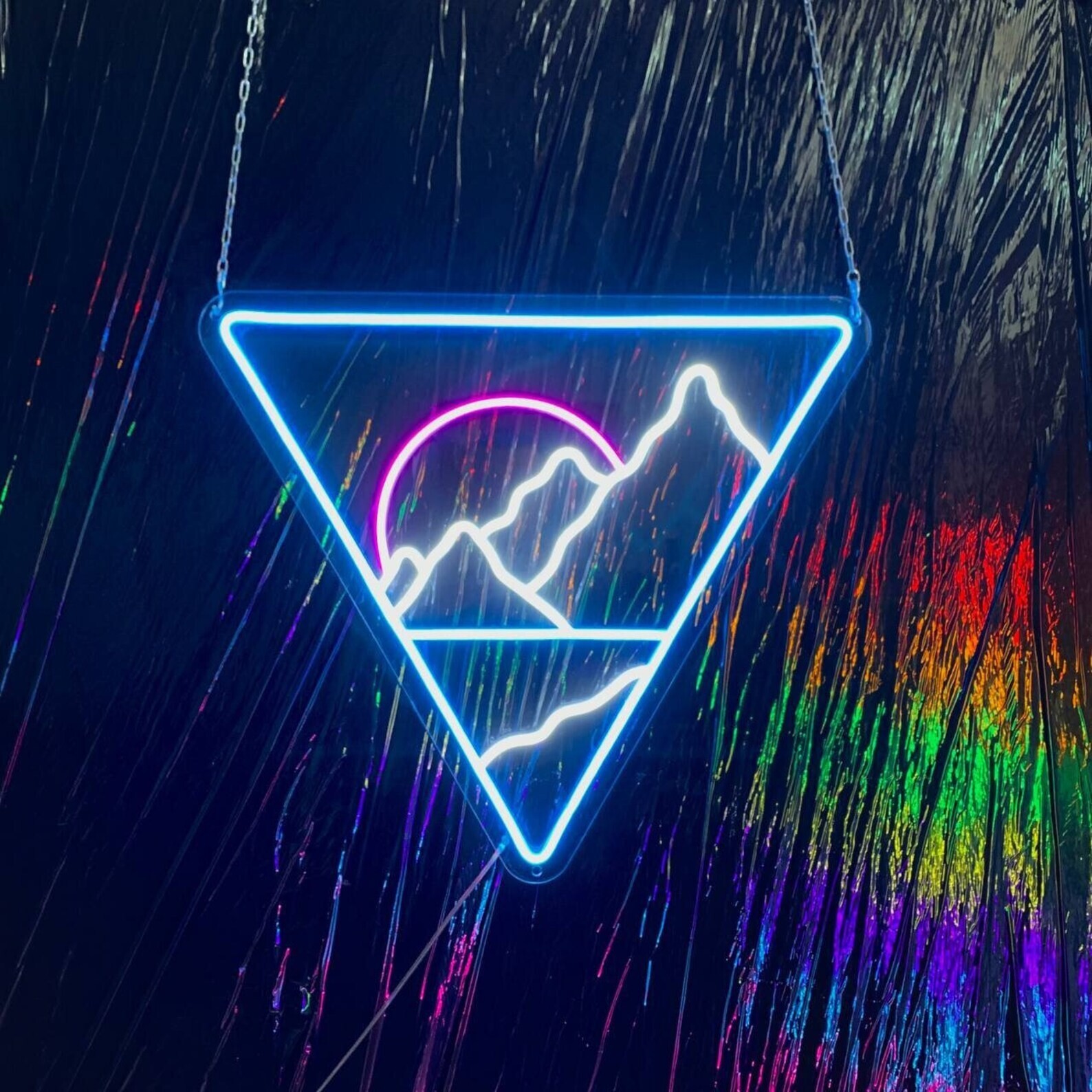 32"x25" Mountains Triangle Sunset Flex LED Neon Sign Light Party Gift ...