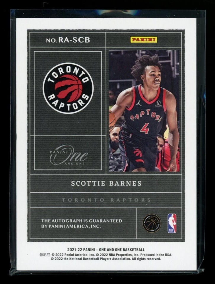 2021-22 Panini One and One Scottie Barnes Autograph Auto Rookie Blue 13 ...